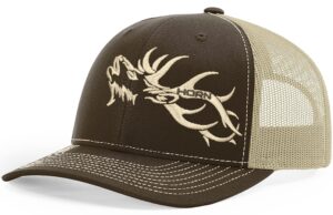 horn gear trucker hat - hunting hat series - elk hat edition (brown/khaki)