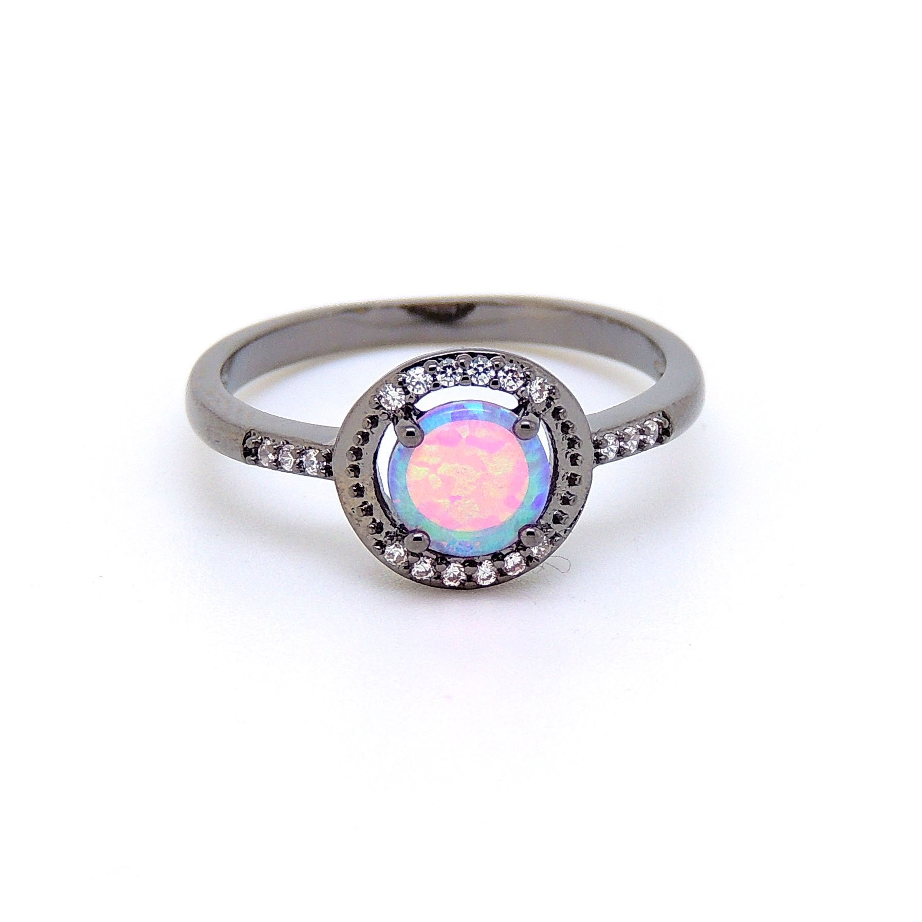 Ginger Lyne Collection Brynn Black Plated Simulated Fire Opal Ring Size 6