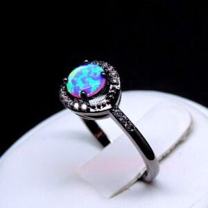 Ginger Lyne Collection Brynn Black Plated Simulated Fire Opal Ring Size 6