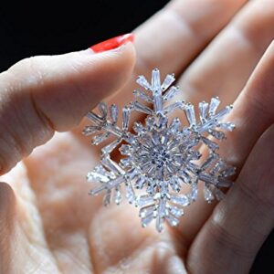 MODERN CHRISTMAS CLEAR CRYSTAL SNOWFLAKE BROOCH PIN MADE AUSTRIAN CRYSTALS (Brooch)