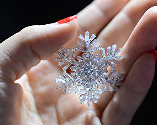 MODERN CHRISTMAS CLEAR CRYSTAL SNOWFLAKE BROOCH PIN MADE AUSTRIAN CRYSTALS (Brooch)