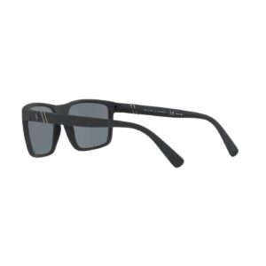 Polo Ralph Lauren Mens PH4133 Rectangular Sunglasses, Matte Black/Polarized Grey, 59 mm