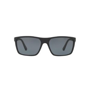 polo ralph lauren mens ph4133 rectangular sunglasses, matte black/polarized grey, 59 mm