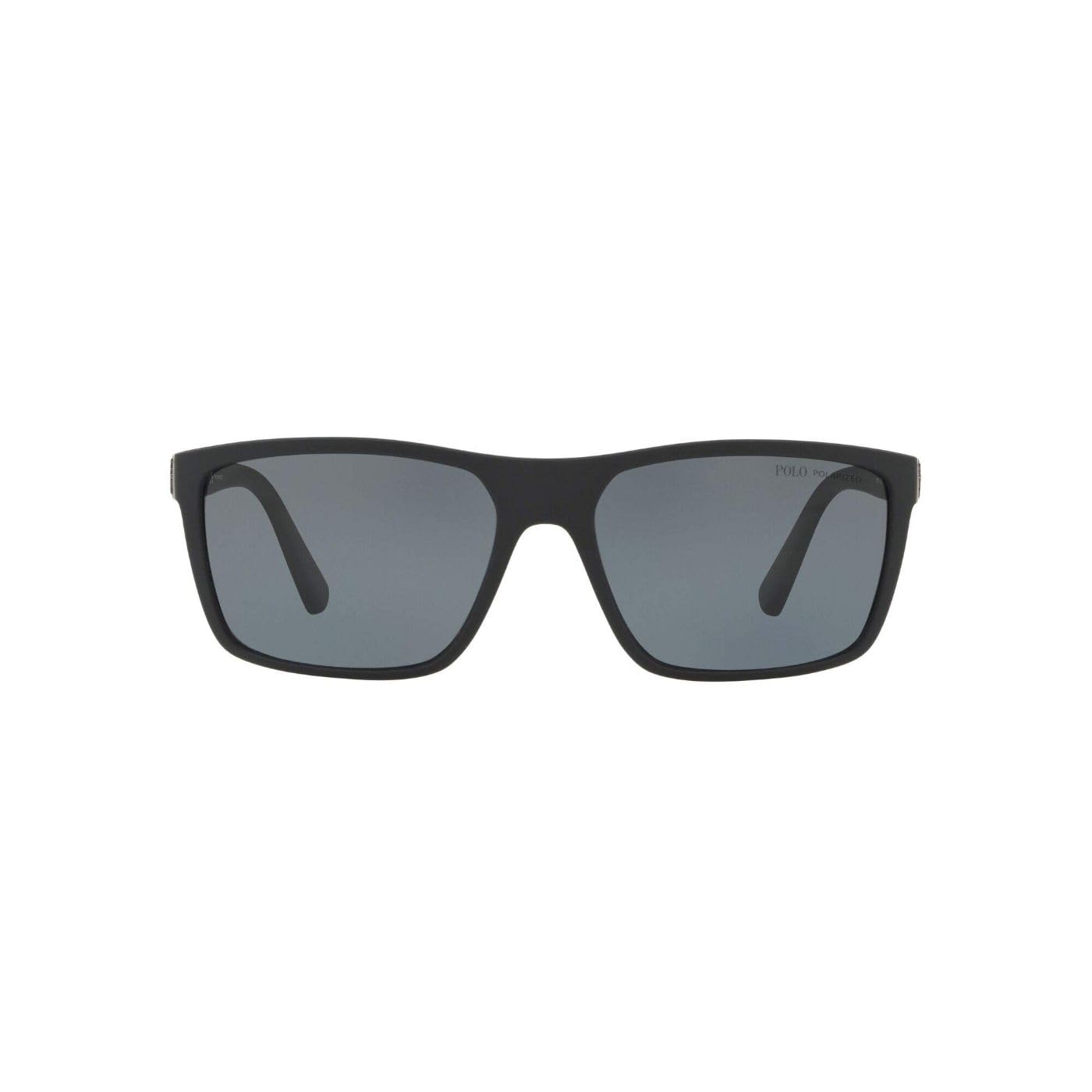 Polo Ralph Lauren Mens PH4133 Rectangular Sunglasses, Matte Black/Polarized Grey, 59 mm