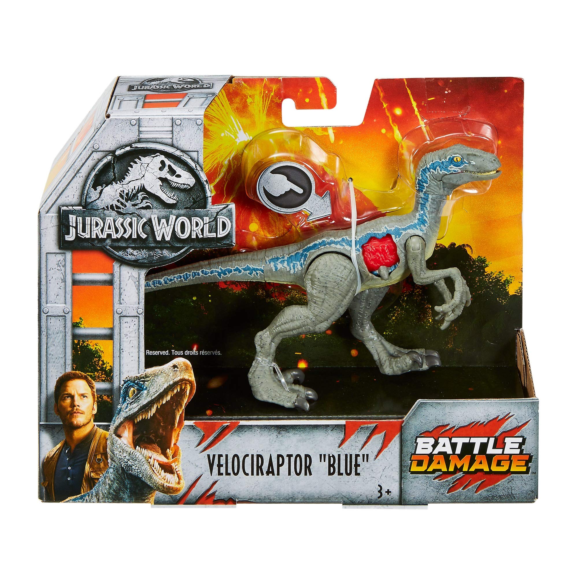 JURASSIC WORLD BATTLE DAMAGE Velociraptor Blue