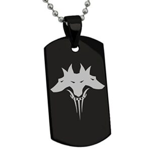 tioneer black stainless steel greek mythology cerberus symbol dog tag pendant necklace