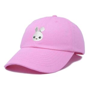 DALIX Bunny Embroidered Dad Cap Cotton Baseball Hat Women in Light Pink