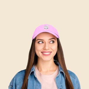 DALIX Bunny Embroidered Dad Cap Cotton Baseball Hat Women in Light Pink