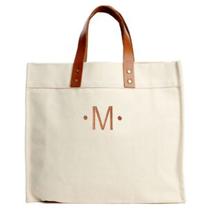 signature monogrammed cotton canvas tote - 15" w x 13" h x 65" d heavy canvas handbag tote