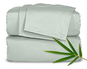 pure bamboo - queen bed sheet set, genuine 100% organic viscose derived from bamboo, luxuriously soft & cooling, double stitching, lifetime quality promise (queen, sea glass)