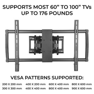 HumanCentric Full Motion Articulating TV Wall Mount Bracket | Fits 75, 80, 85, 90, 100" Flat Screen and Curved TV Monitors Up to 900 x 600 VESA | Features Full Motion Swivel, Tilt, & Rotation