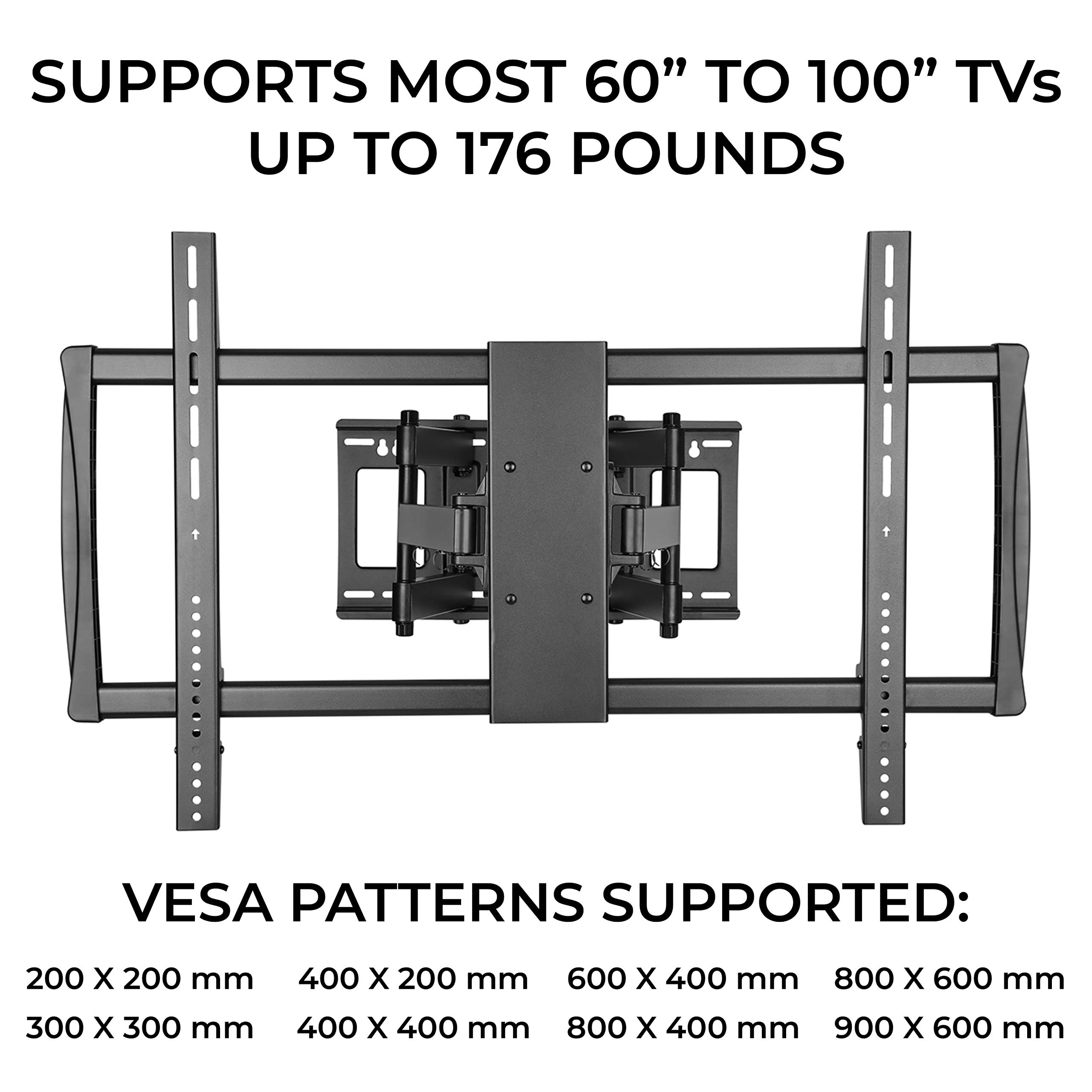 HumanCentric Full Motion Articulating TV Wall Mount Bracket | Fits 75, 80, 85, 90, 100" Flat Screen and Curved TV Monitors Up to 900 x 600 VESA | Features Full Motion Swivel, Tilt, & Rotation