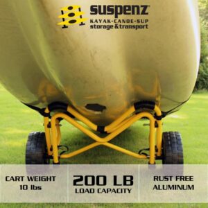 Suspenz Kayak Trailer Cart, Heavy Duty Deep-V Trolley Carrier with Airless Wheels for Kayaks and Canoes, Yellow (22-6700)