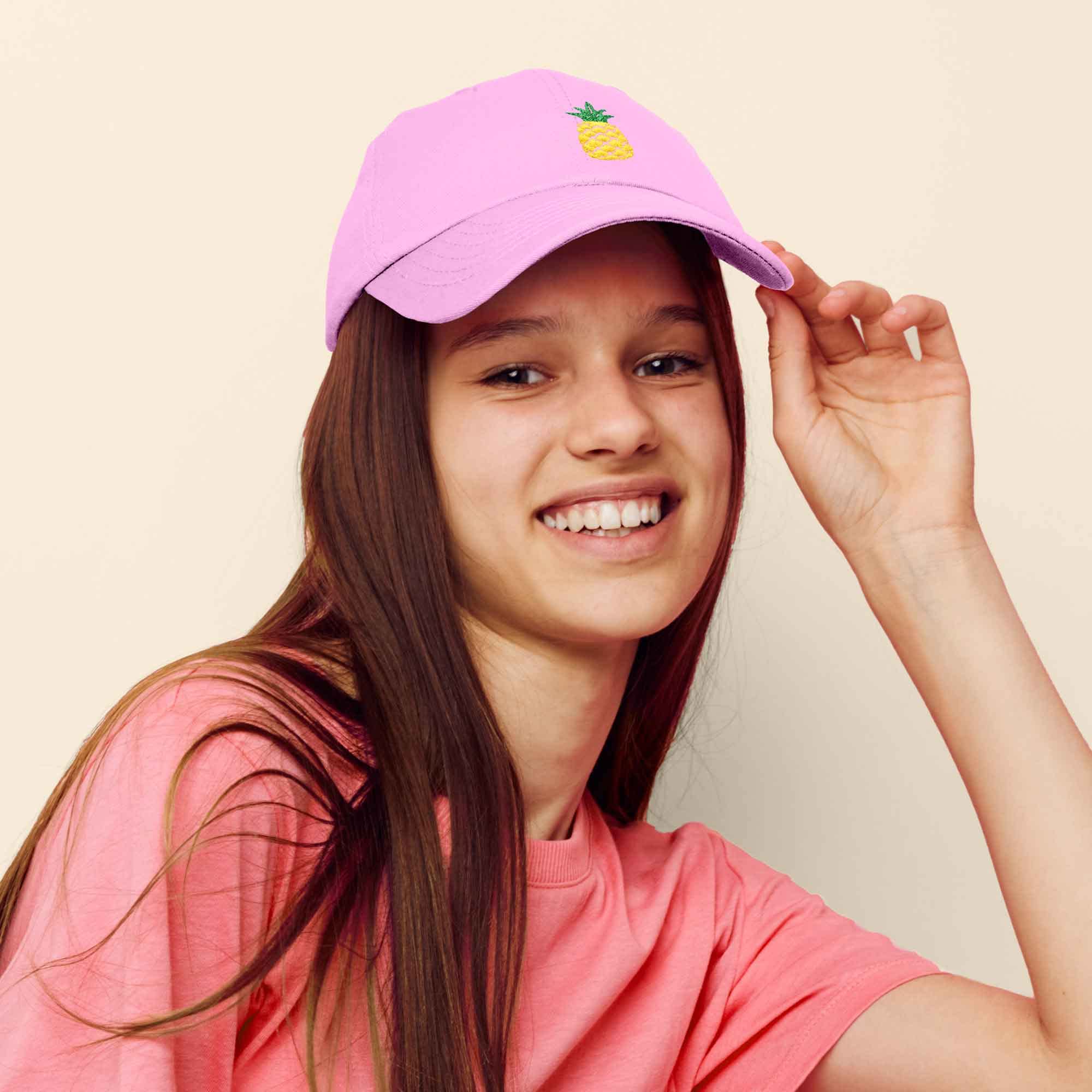 DALIX Pineapple Hat Unstructured Cotton Baseball Cap in Light Pink