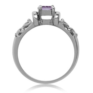 Silvershake Natural Amethyst White Gold Plated 925 Sterling Silver Filigree Solitaire Ring Size 9