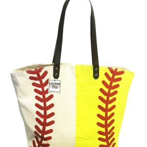 Cocomo Soul Baseball Softball Canvas Tote Bag Handbag Large Oversize Sports 20 x 17 Inches