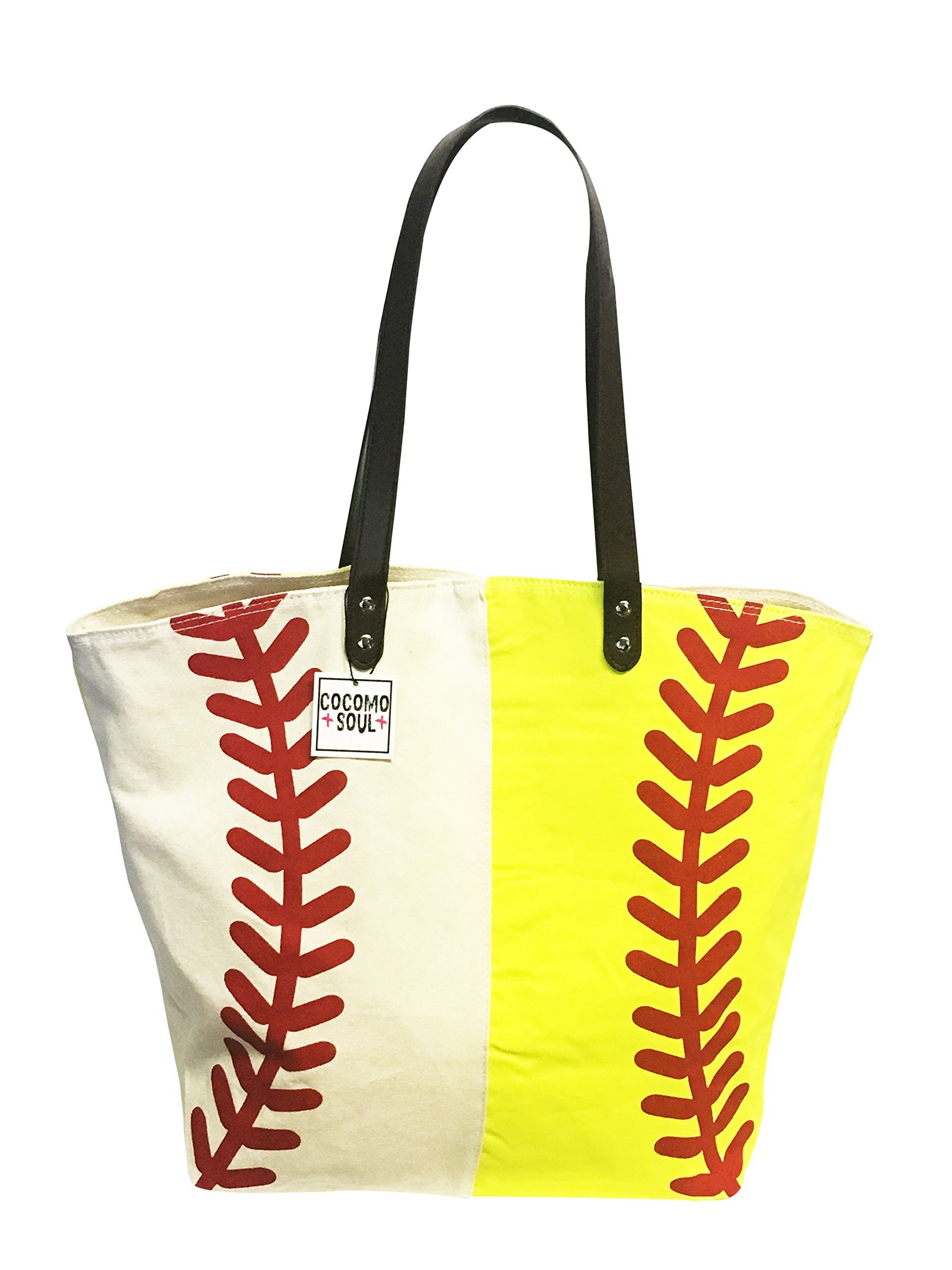 Cocomo Soul Baseball Softball Canvas Tote Bag Handbag Large Oversize Sports 20 x 17 Inches