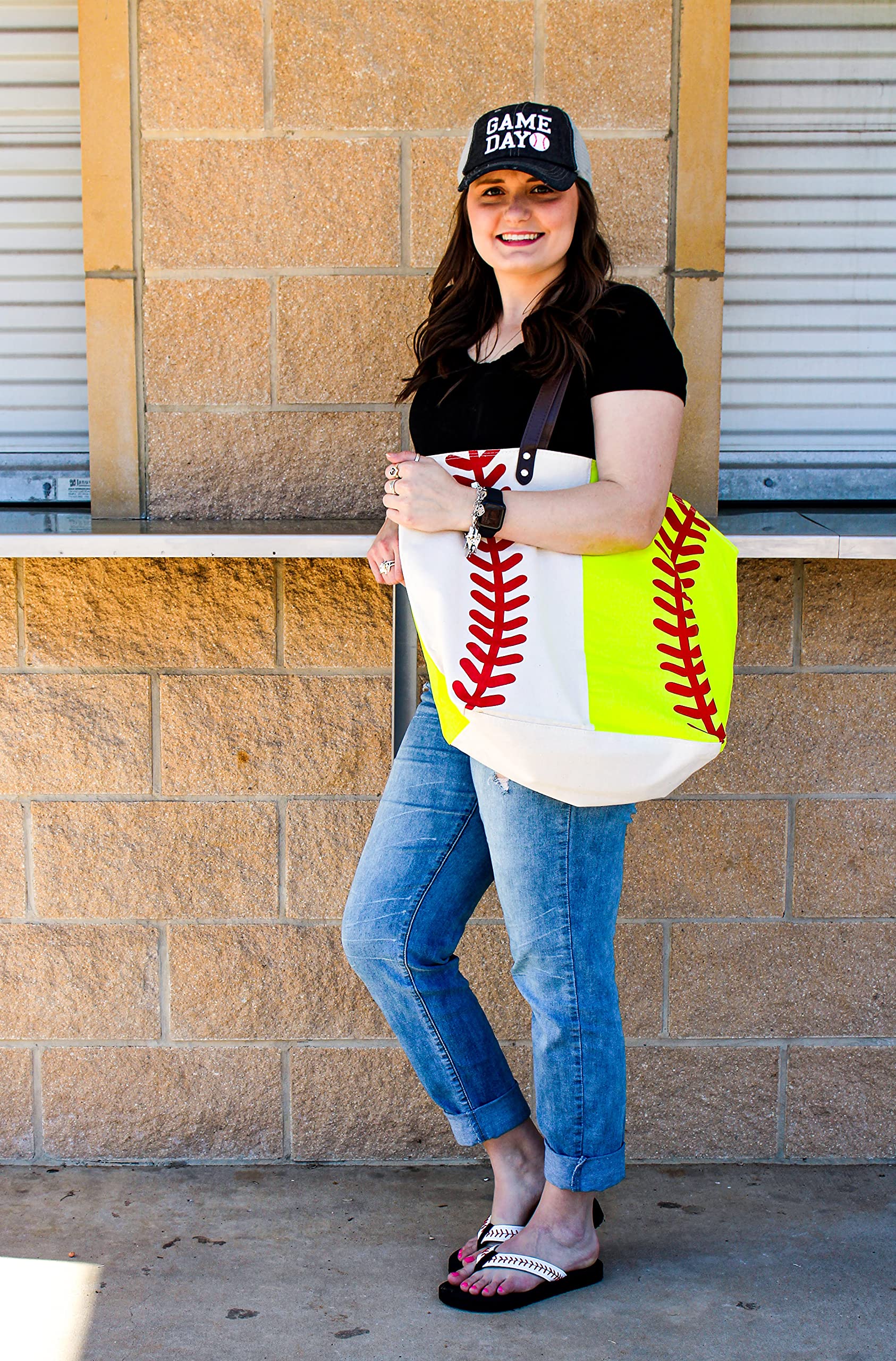 Cocomo Soul Baseball Softball Canvas Tote Bag Handbag Large Oversize Sports 20 x 17 Inches