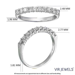 Vir Jewels 1/2 carat (ctw) Diamond Wedding Anniversary Band for Women, Round Diamond Engagement Ring 14K White Gold 10 Stones Prong Set 0.50 cttw I1-I2, Size 7.5