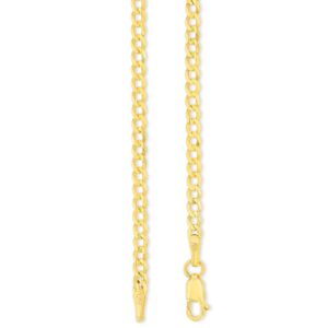 Jewelry America Solid 14K Yellow Gold 2.5mm Concave Cuban Link Curb Chain Necklace, 24"