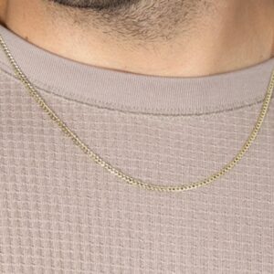 Jewelry America Solid 14K Yellow Gold 2.5mm Concave Cuban Link Curb Chain Necklace, 24"