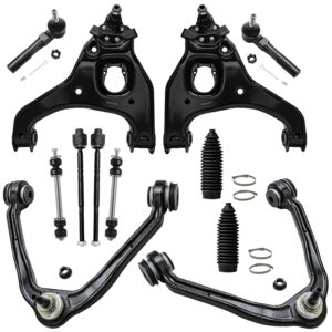 detroit axle - front end 12pc suspension kit for rwd chevy silverado gmc sierra 1500 1999-2006, 4 control arms w/ball joints 2 sway bars 4 tie rods 2 boots 2000 2001 2002 2003 2004 2005 replacement