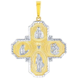 jewelry america 14k yellow gold four way cross charm i am catholic please call a priest pendant with texture