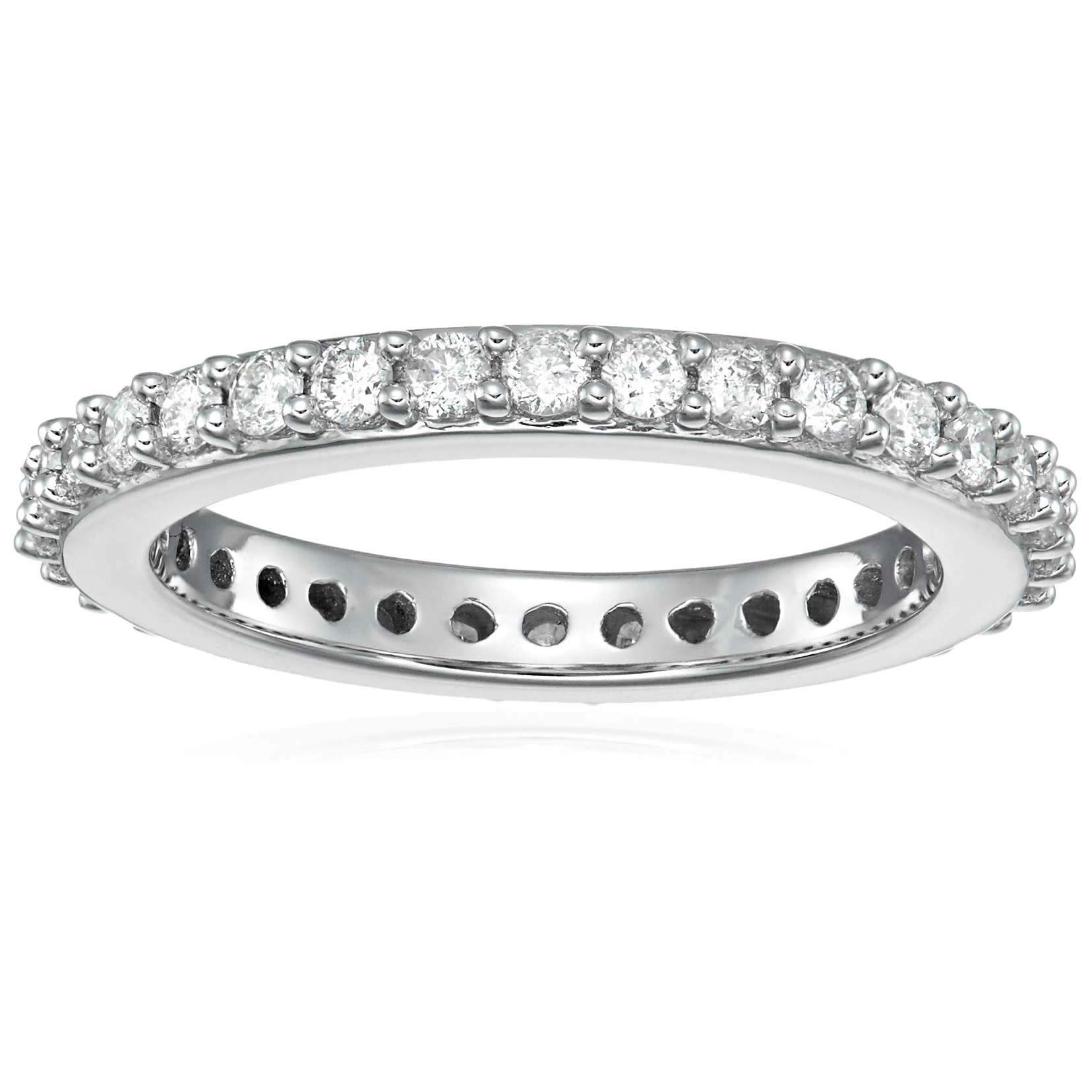 VIR JEWELS 1 cttw Diamond Eternity Ring for Women, Wedding Band in 14K White Gold Prong Set, Size 4.5