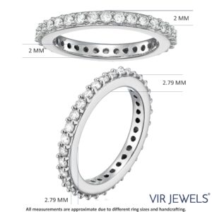 VIR JEWELS 1 cttw Diamond Eternity Ring for Women, Wedding Band in 14K White Gold Prong Set, Size 4.5