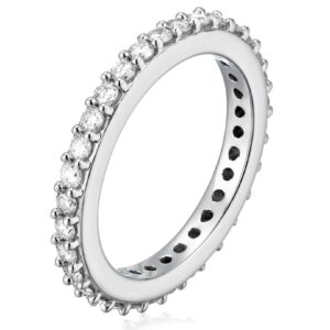 VIR JEWELS 1 cttw Diamond Eternity Ring for Women, Wedding Band in 14K White Gold Prong Set, Size 4.5