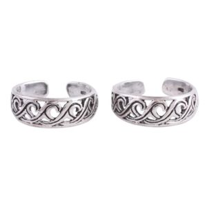 novica artisan handcrafted sterling silver toe rings pair of from india no stone wrap [width (each 2) 5 mm w] ' fascinating swirls' pair