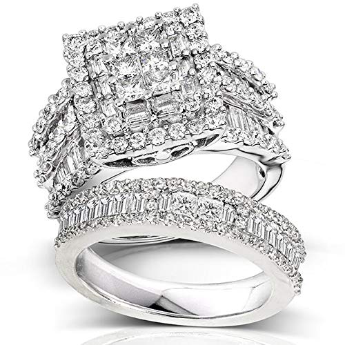 Kobelli Diamond Engagement Ring and Wedding Band Set 2 3/5 carats (ctw) in 14K White Gold, Size 11, White Gold