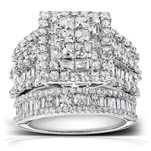 Kobelli Diamond Engagement Ring and Wedding Band Set 2 3/5 carats (ctw) in 14K White Gold, Size 11, White Gold