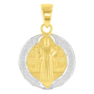 jewelry america 14k yellow gold polished and satin st benedict medal charm saint pendant