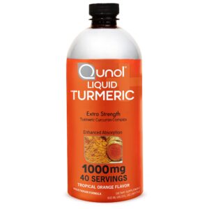 qunol liquid turmeric curcumin with black pepper, turmeric supplement 1000mg, extra strength, joint health, 40 servings, 20.3 fl oz