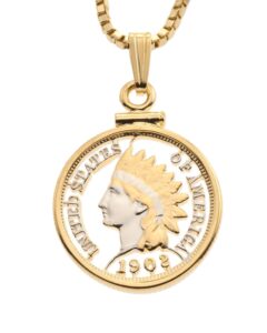 the difference world coin jewelry american indian pendant, hand cut united states one cent, (# 500)