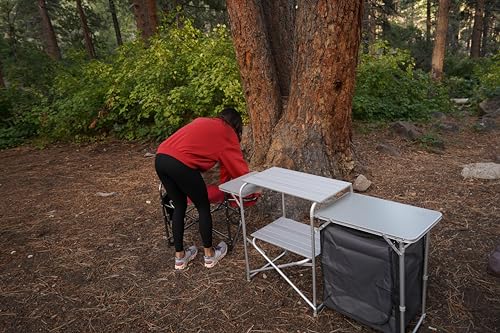 MOUNTAIN SUMMIT GEAR Deluxe Roll Top Kitchen Table for Camping made with Weather-Resistant Aluminum (by Caddis Sports Inc.)