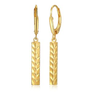 morgan & paige 18k yellow gold plated 925 sterling silver geometric pattern vertical bar drop earrings