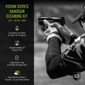 Breakthrough Clean Handgun Cleaning Kit - Vision Series Gun Cleaning Supplies with Durable Storage Case - 9mm/.357/.38 Caliber