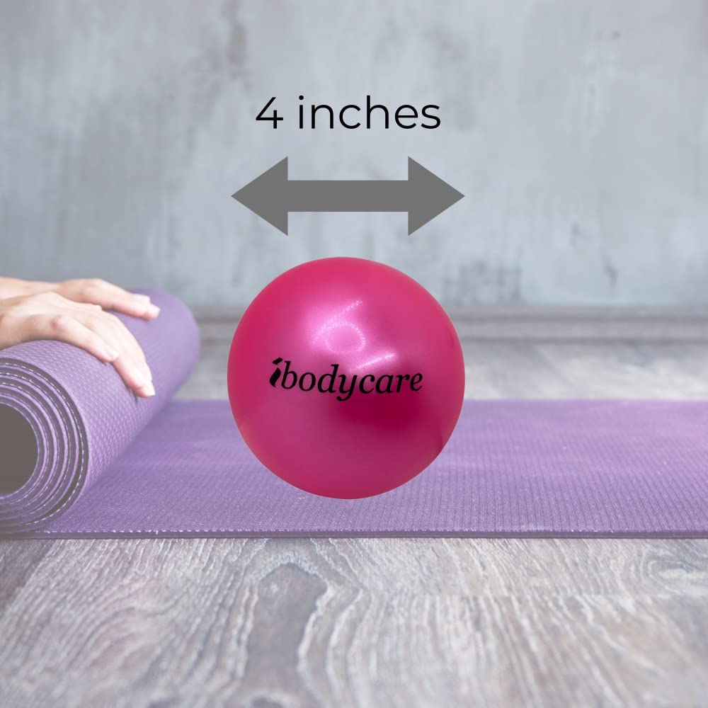 ibodycare Pilates 4" (10cm) Accessory Mini Ball for AeroPilates, Yoga, Fitness, Strength, Pilates Reformer or Mat Pilates (Pink)