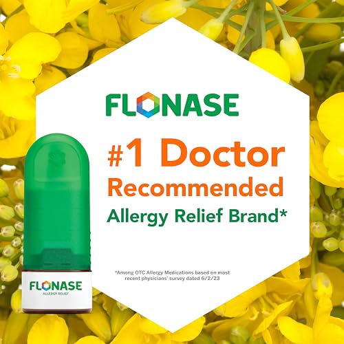 Flonase Allergy Relief Nasal Spray, 24 Hour Non Drowsy Allergy Medicine, Metered Nasal Spray - 144 Sprays (Pack of 2) - Fall and Seasonal Allergy Relief