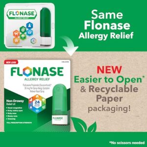 Flonase Allergy Relief Nasal Spray, 24 Hour Non Drowsy Allergy Medicine, Metered Nasal Spray - 144 Sprays (Pack of 2) - Fall and Seasonal Allergy Relief