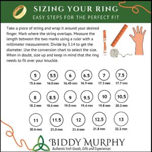 Biddy Murphy, Women's Irish Claddagh Ring, Real 925 Sterling Silver Band, Made in Ireland, Size 9