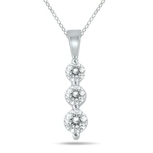 1/2 carat tw three stone diamond pendant in 10k white gold