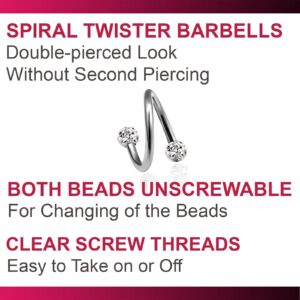 bodyjewellery 2pcs 16g Spiral Piercing Lip Titanium Earring Helix Eyebrow Tragus Studs Cartilage Bar Hoop Twisted Ferido Balls B2ECN