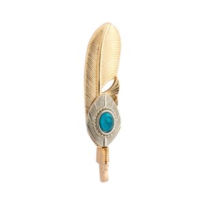 Knighthood Golden Feather with Blue Stone Detailing Lapel Pin/Brooch Golden