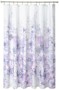 madison park enza 100% cotton shower curtain, casual large floral design, modern bathroom decor, machine washable, fabric privacy screen 72x72", lilac