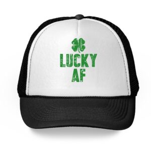 Awkward Styles Lucky AF Mesh Cap St. Patrick's Day Trucker Hats Shamrock Black One Size