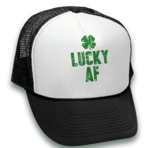 Awkward Styles Lucky AF Mesh Cap St. Patrick's Day Trucker Hats Shamrock Black One Size