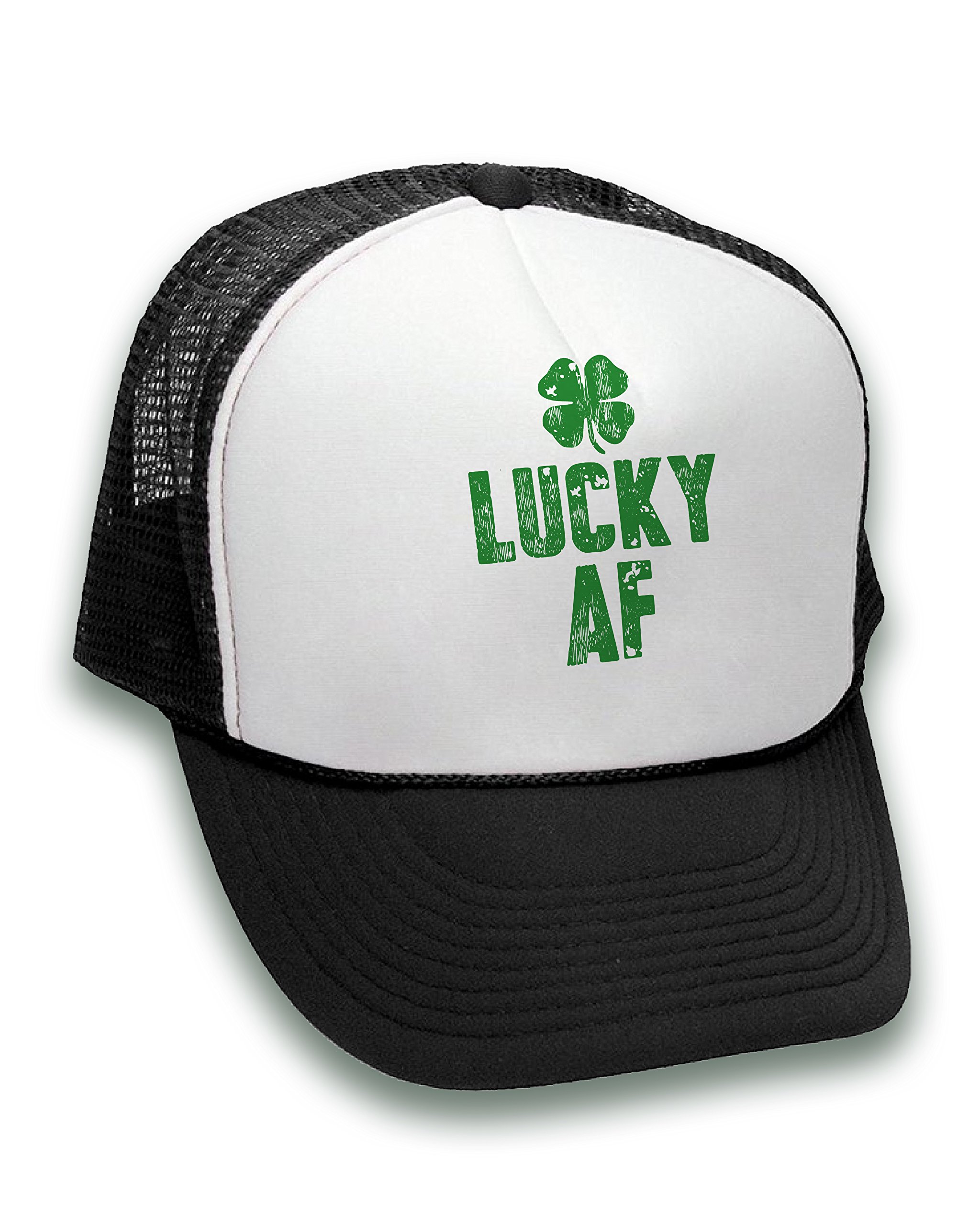 Awkward Styles Lucky AF Mesh Cap St. Patrick's Day Trucker Hats Shamrock Black One Size